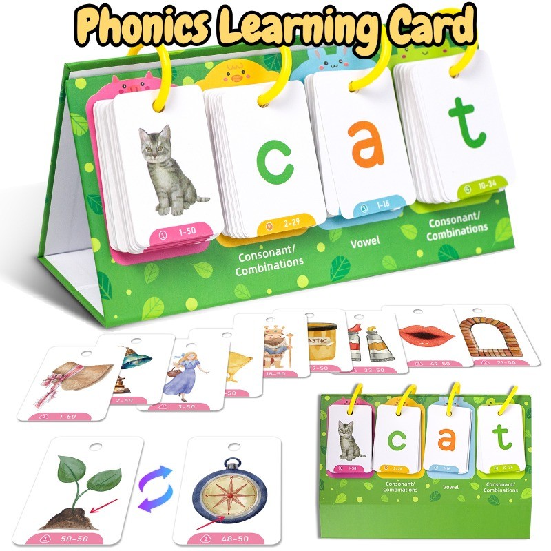 129Pcs Phonics Learning Card Educational English Vowel Consonant ...