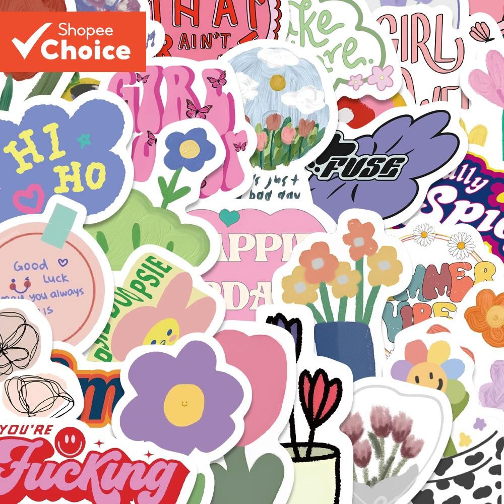 Korean Aesthetic Stickers 90PCS - Cute Flower & Smiley Face Decals for ...