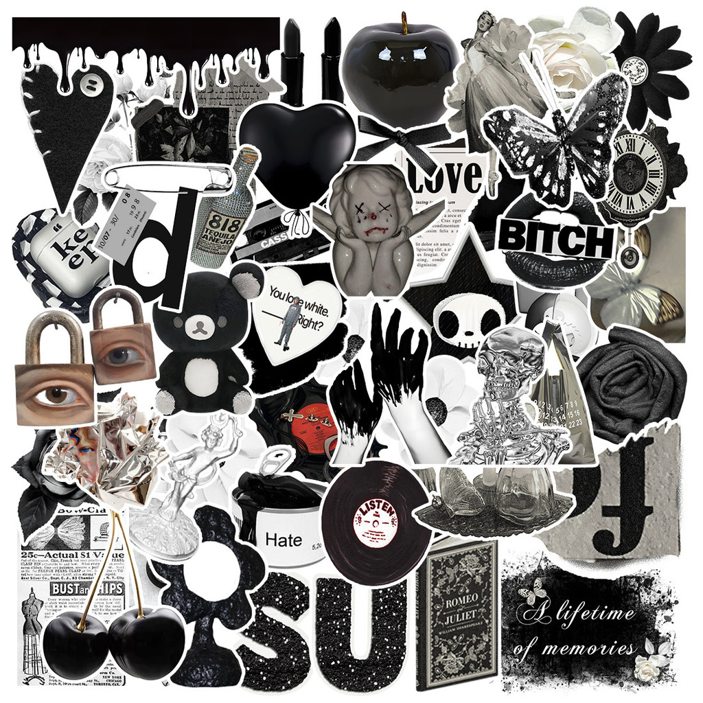50Pcs Gothic Aesthetic Stickers - Dark Ins Style Decor for iPad, Laptop ...