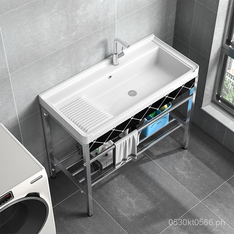 L7Laundry Basin Wash Basin with Scrubbing Board Ceramic Stand Balcony ...