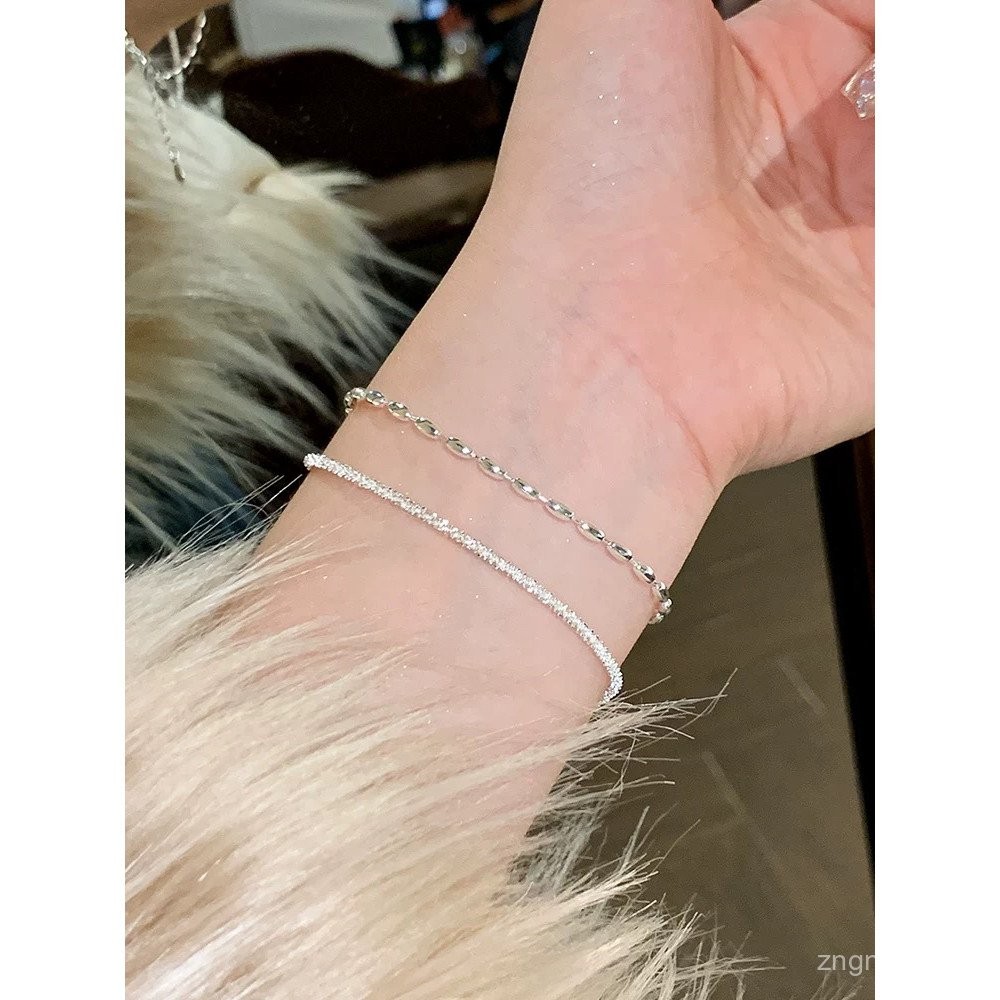 9999Silver Bracelet for Women New Style Starry Sky Double Layer ...