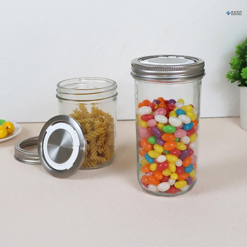 Keep Going＞ Timer Lid Mason Jar Stainless Steel Lid Mason Jar Timer ...