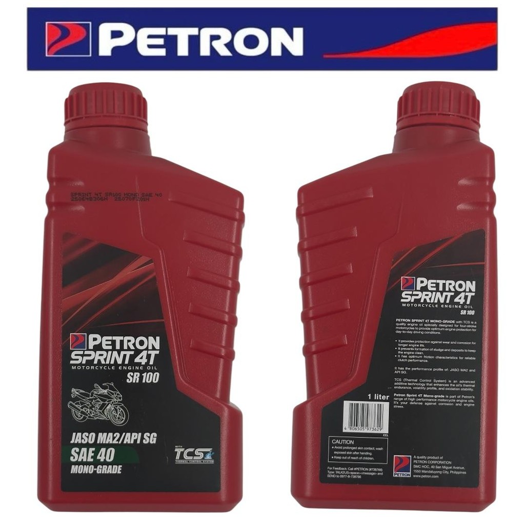 Petron Sprint 4T SR100 Mono-Grade Motorcycle Engine Oil SAE 40 (1L) for Honda TMX/Rusi | Shopee ...