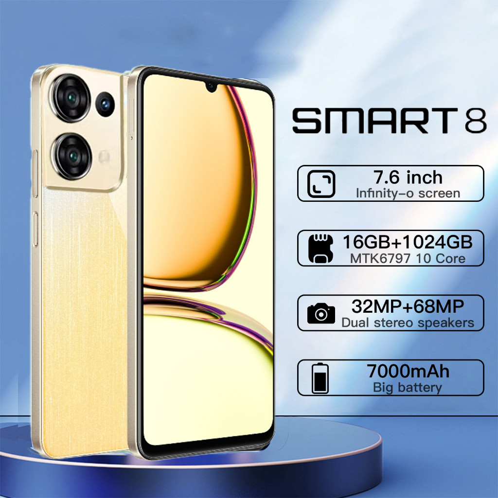 Smart 8 Cellphone 2024 Original 5G Smartphone (8GB RAM + 128GB ROM ...