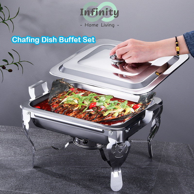 Stainless Steel Chafing Dish Buffet Set Rectangular Food Pan Tray ...