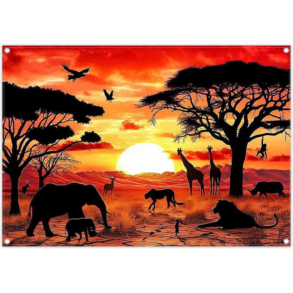 7x5ft African Wild Animals Silhouette Photography Backdrop Tropical ...