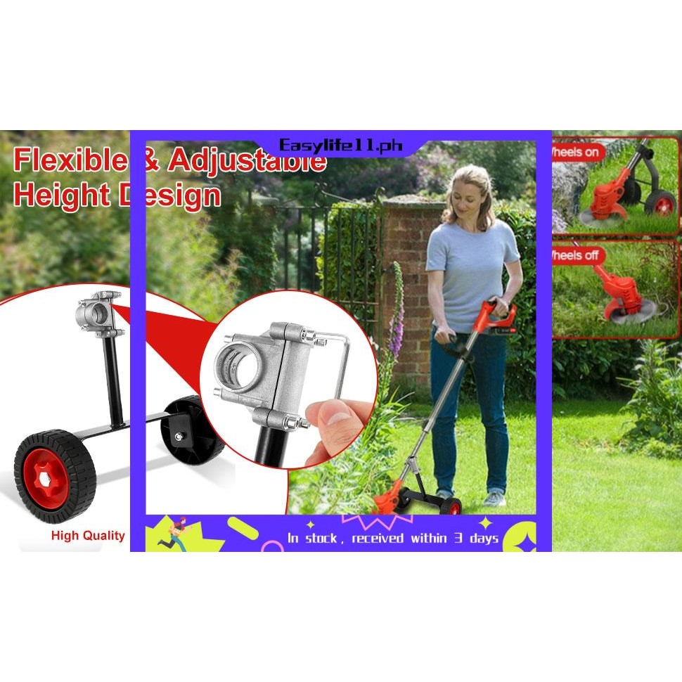Lawn Mower Support Wheel Adjustable Weed Trimmer Auxiliary Wheels 26mm ...