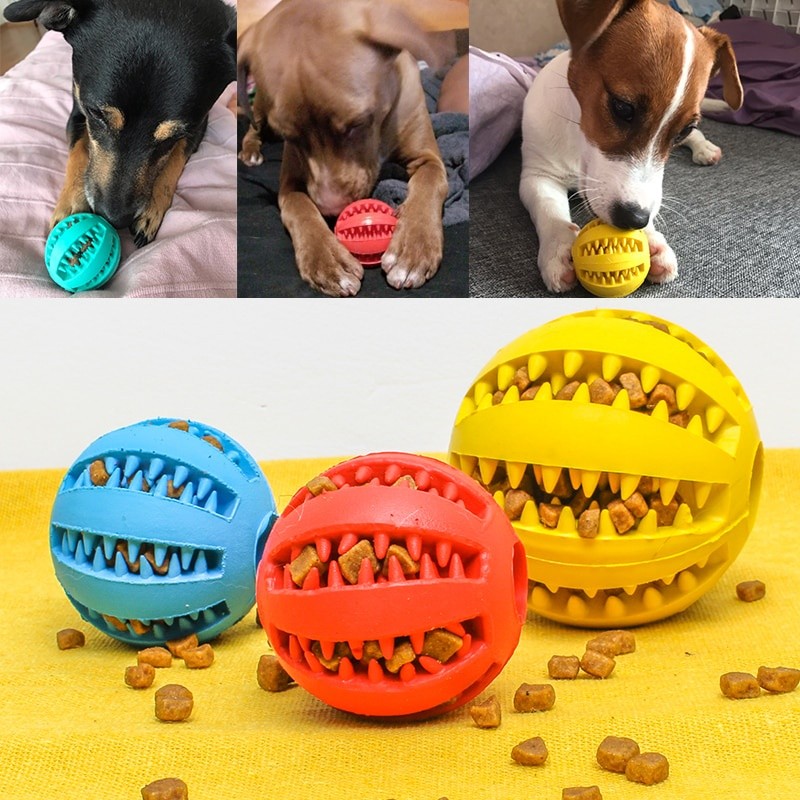 Pet Toys Dog Toys Interactive Elasticity Ball Natural Rubber Leaking ...