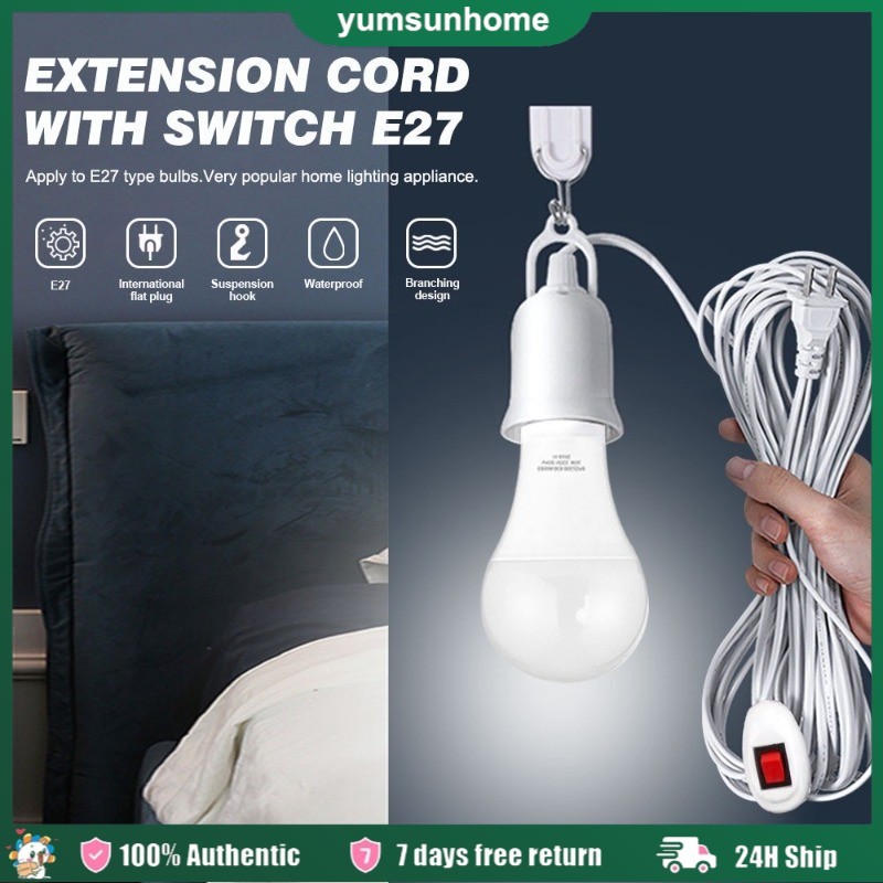 Extension Wire Cord Receptacle Bulb Socket Outlet LED Light Lamp Bulb ...