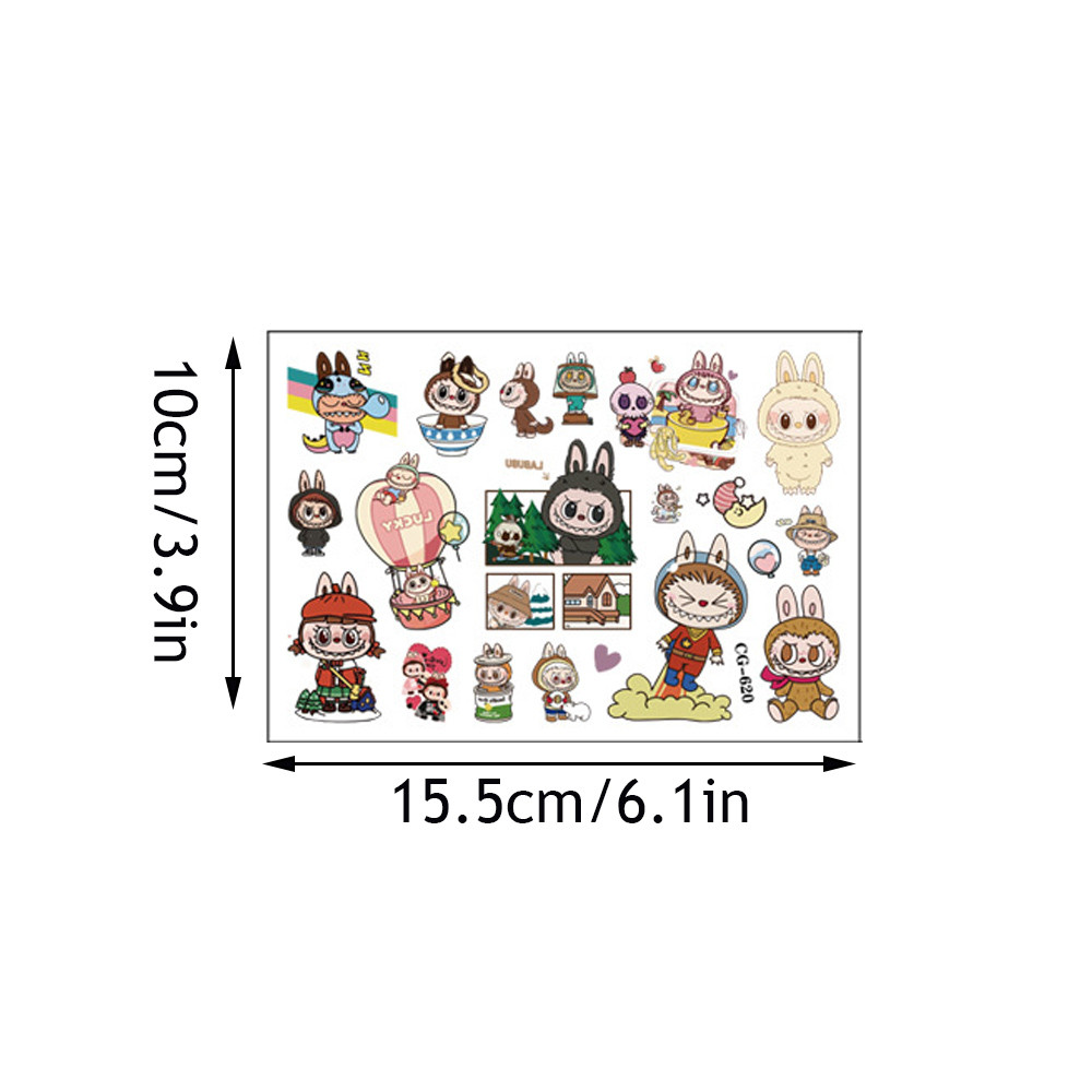 Labubu Sticker Face Temporary Watercolor Floral Makeup Beauty Colorful ...