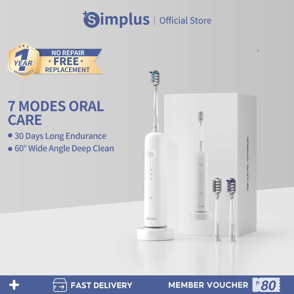 Simplus Electric Toothbrush 60° Oscillation Technology 6 Cleaning Modes Magnetic Base Charging ...