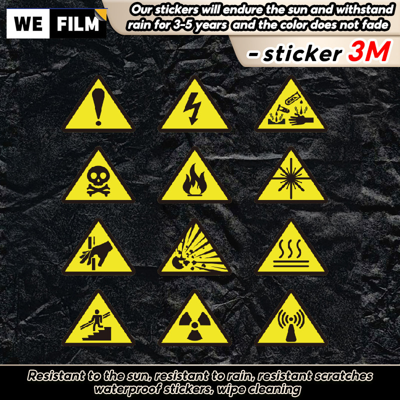 Triangle Warning Sticker Electric Shock Flammable Toxic Corrosive ...