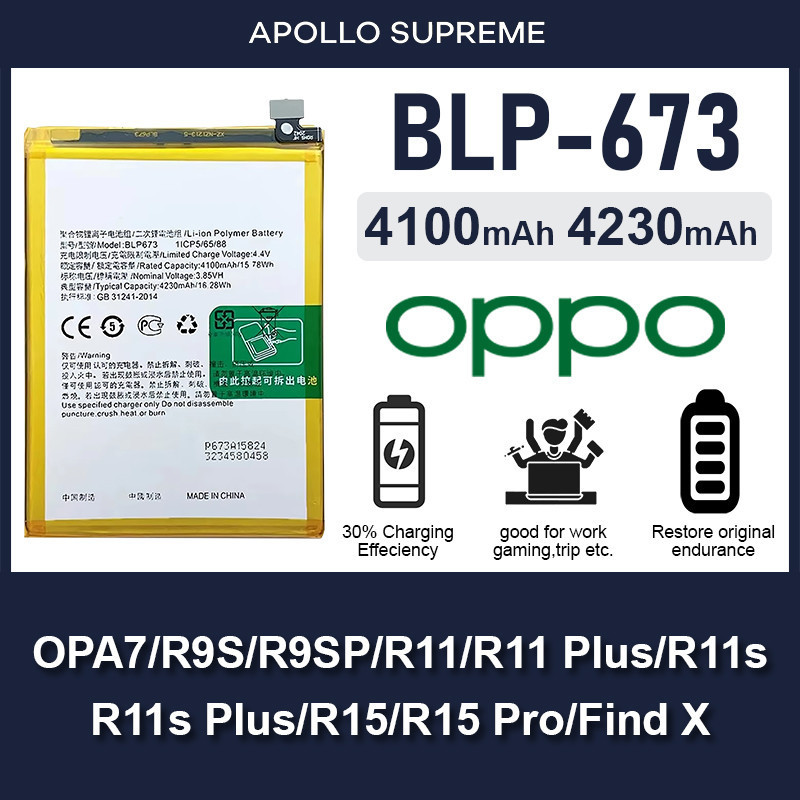Apollo supreme Orginal BLP673 4230mAh Battery FOR OPPO A3S / A5 / A5S ...