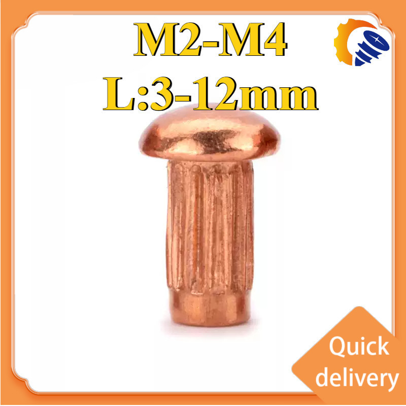 Knurled Signage Rivets [Red Copper] - Anti-Slip Grip, M2/M2.5/M3/M4 ...