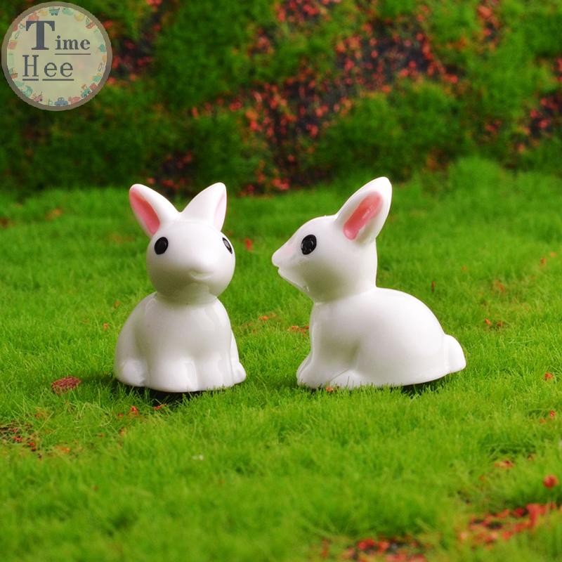 TIMEHEE 10Pcs Cute Mini Luminous Resin Rabbits Ornament Glow In The ...