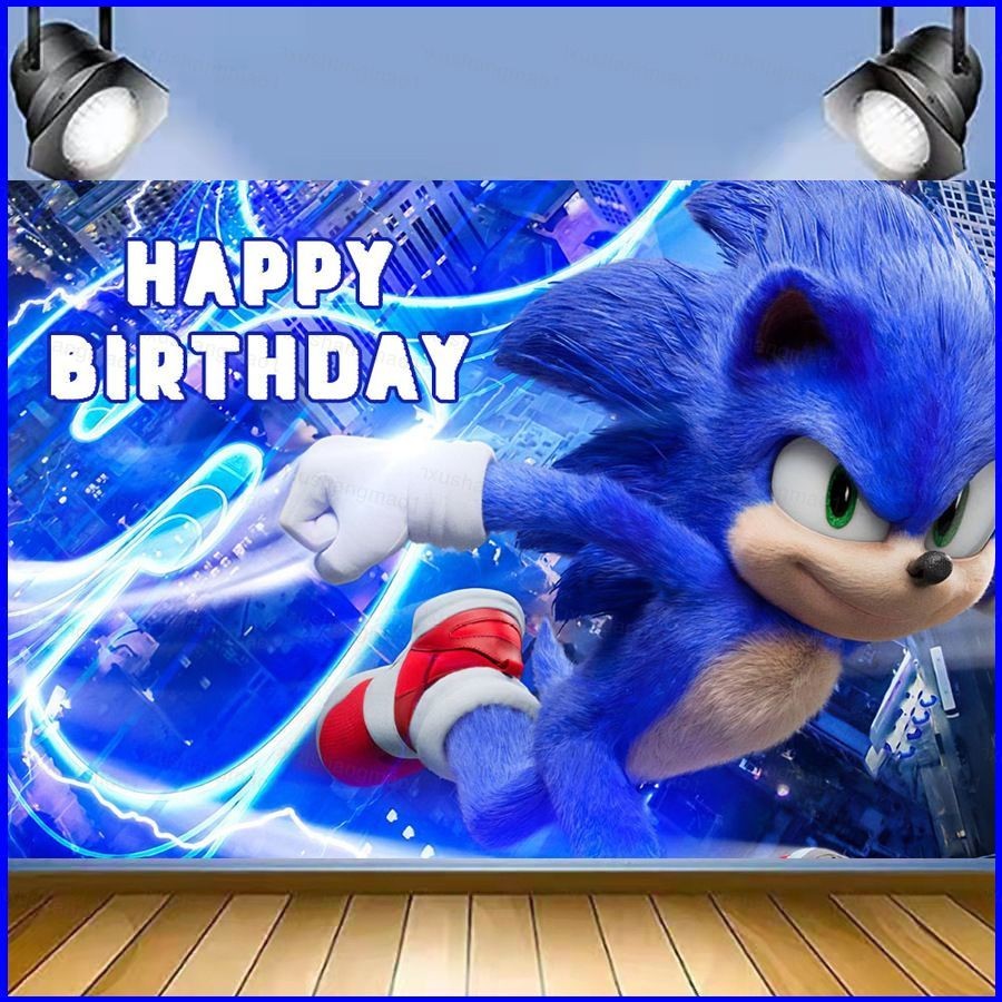 Sonic The Hedgehog Birthday backdrop banner party decoration photo ...