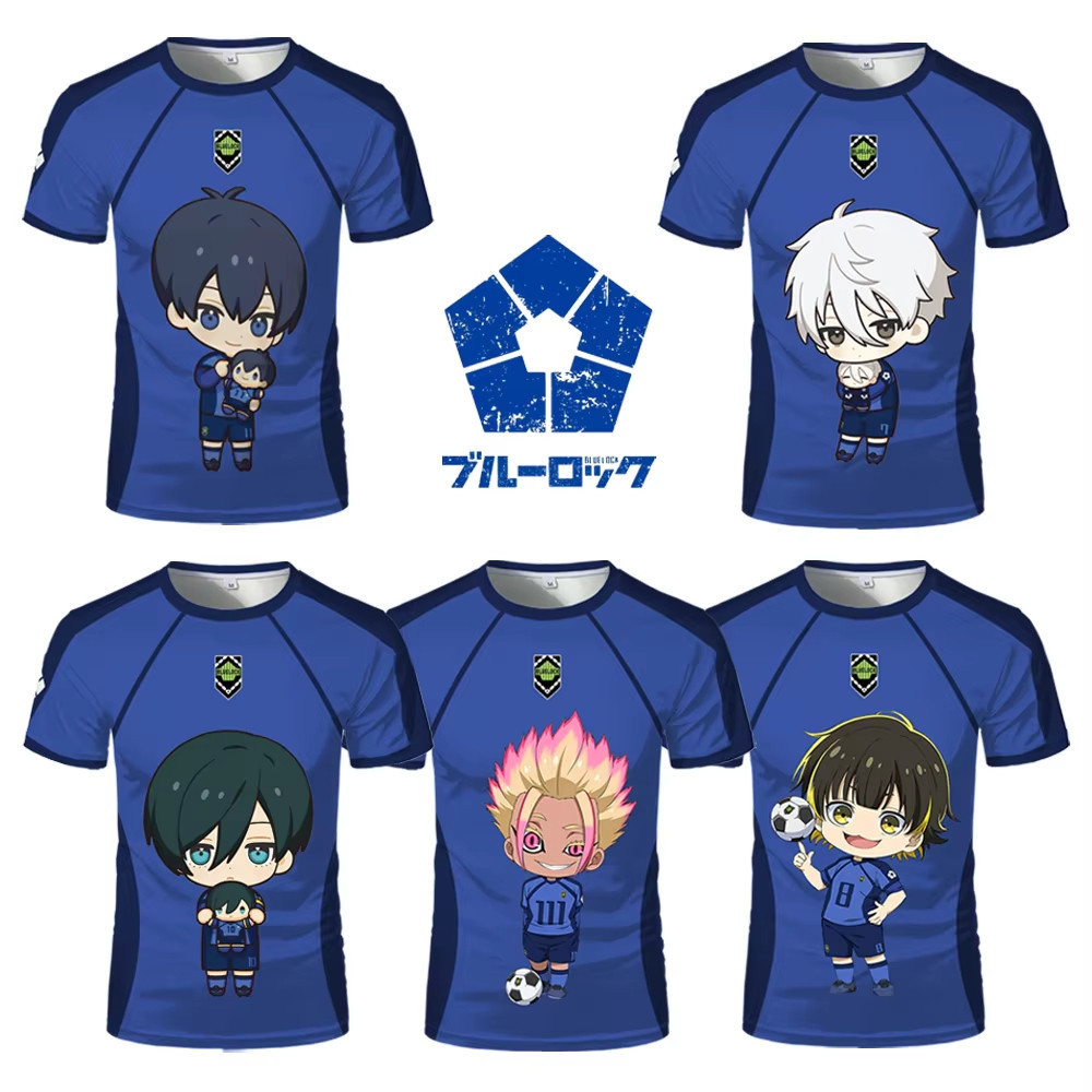 Japanese Anime Blue Lock Eleven Jersey Isagi Nagi Cute Pattern T-shirt ...
