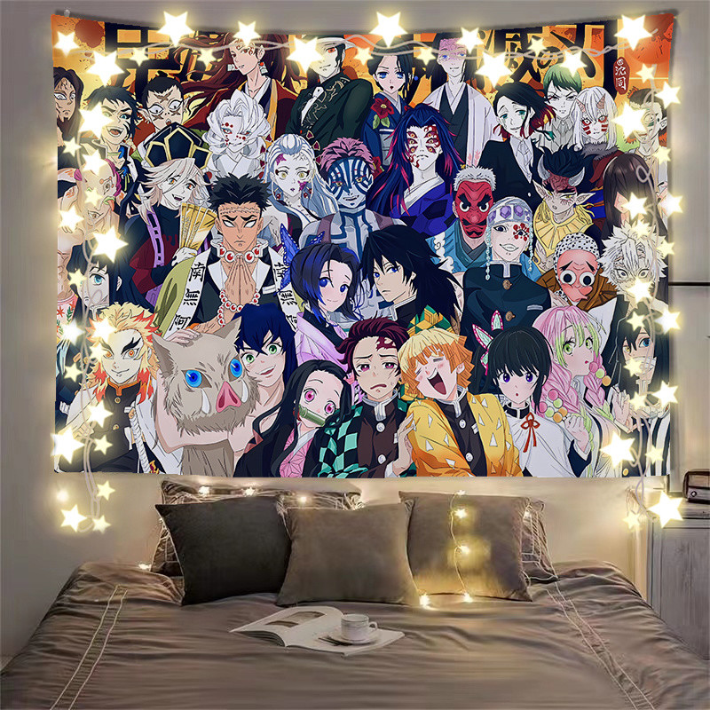 Demon Slayer Wall Tapestry - Anime Cartoon Background Hanging Cloth for ...