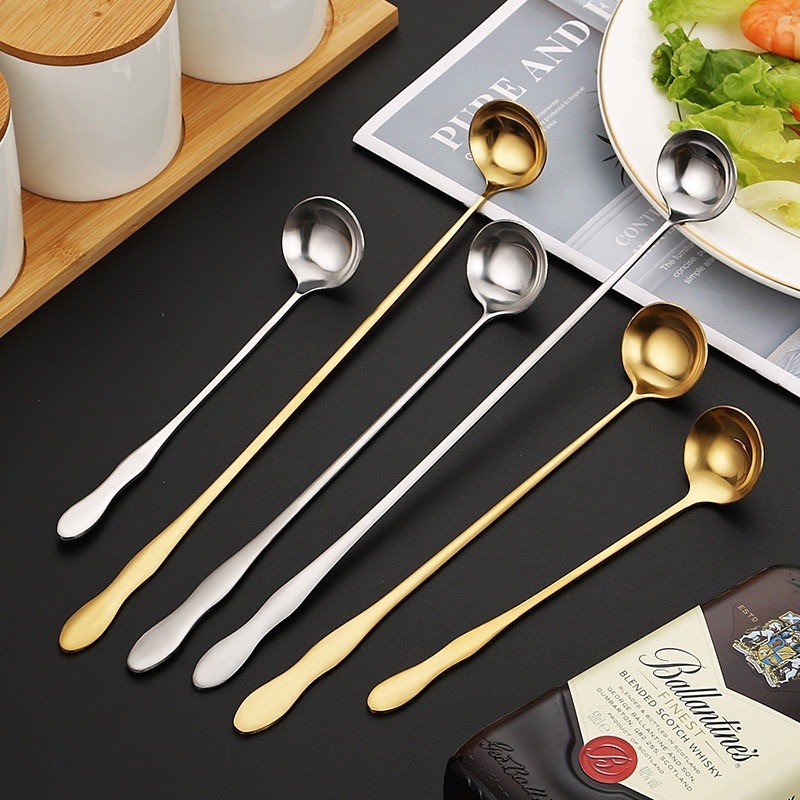 Long Handle Stirring Spoon Stainless Steel Gourd Spoon Seasoning Spoon ...