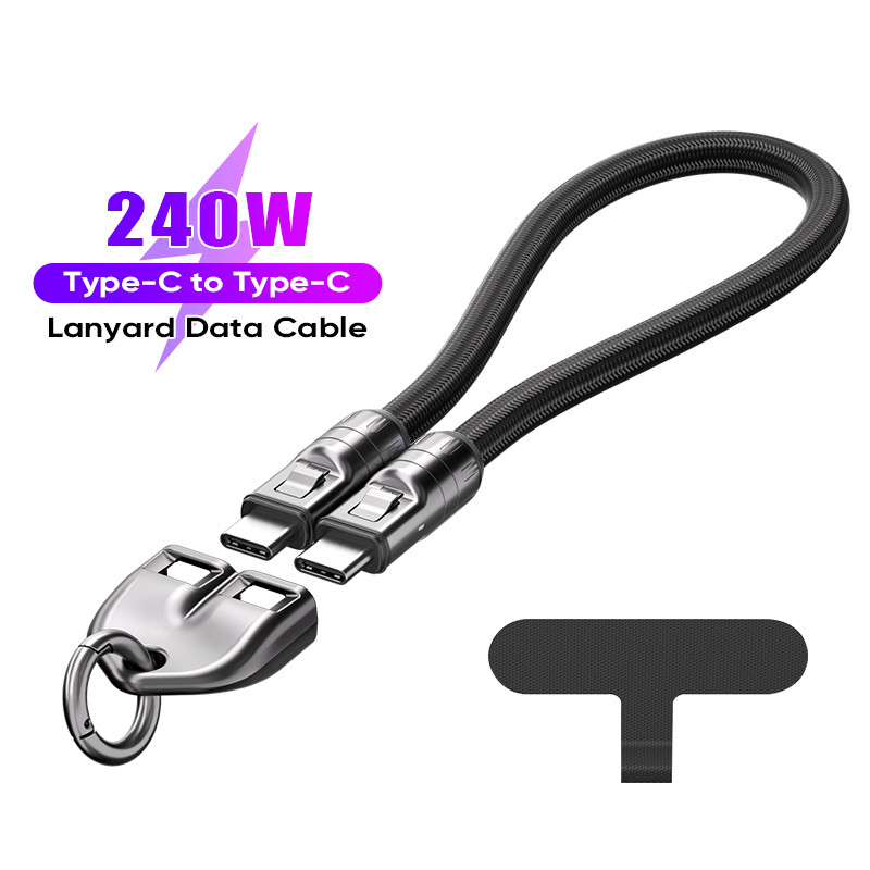 Short USB C Cable Phone Wrist Strap Lanyard [1FT], PD 240W 5A Fast ...