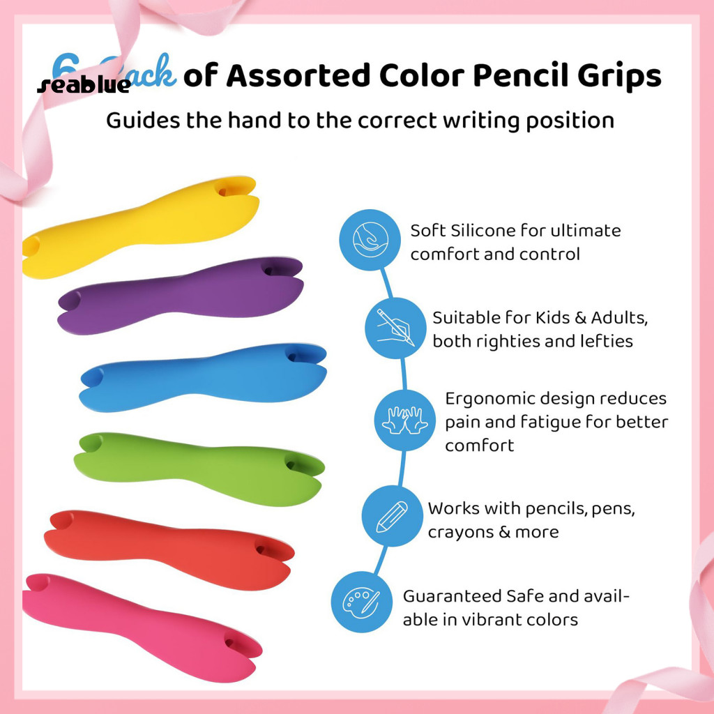 [SE] Pen Grip Holder Ergonomic Writing Aid Soft Silicone Pen Grips for ...