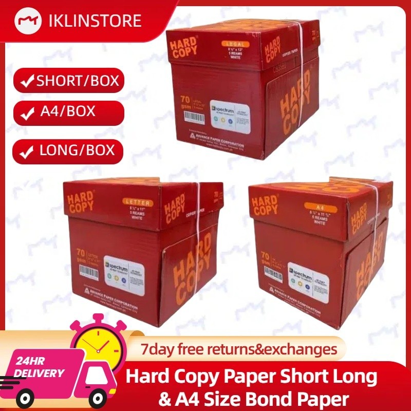Hard Copy Bond Paper Long Short A4 70gsm & 80gsm 500Sheets School ...