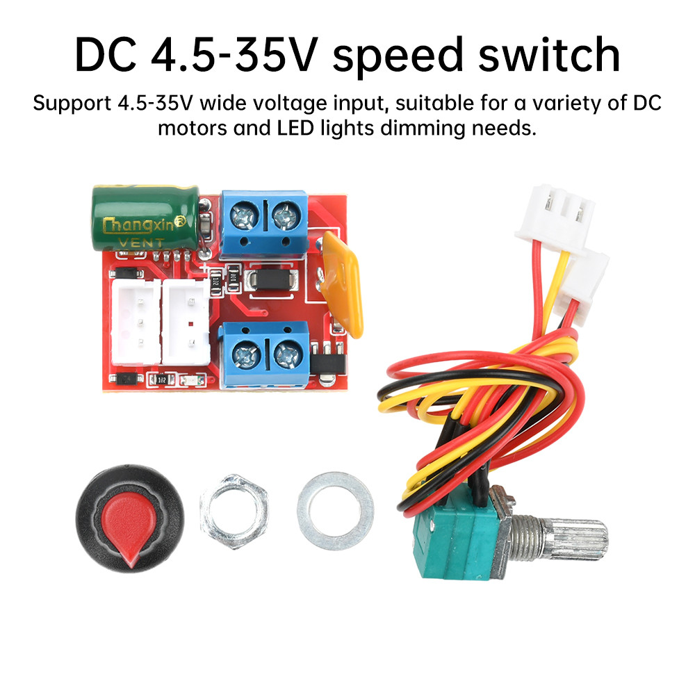 Pcbfun DC Motor PWM Speed Controller 3V 6V 12V 24V 35V Speed Control Switch Mini LED Dimmer 5A ...