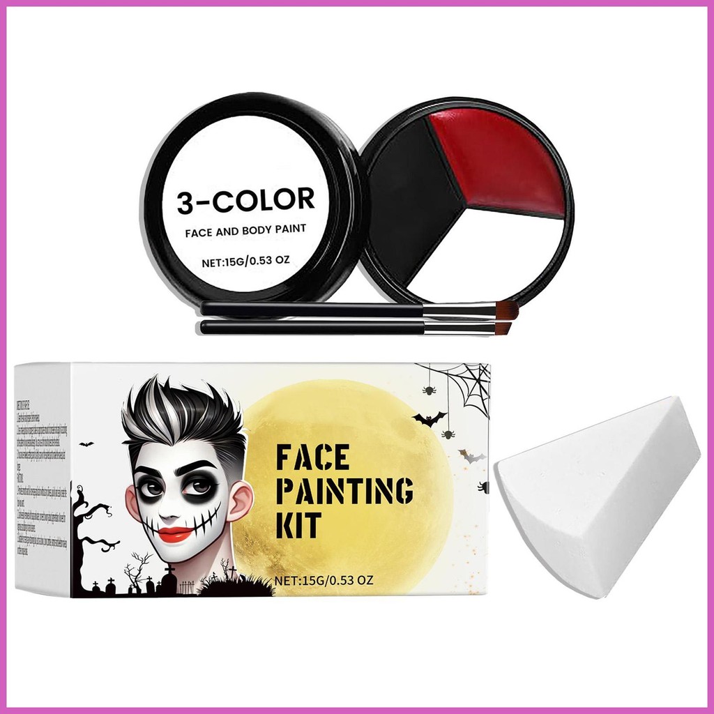 Facepaint Makeup Kit Halloween White Black Red Face Painting Face Paint ...