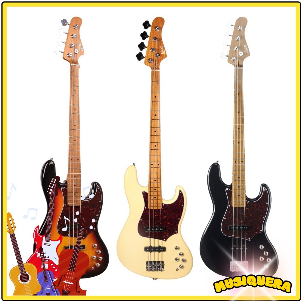 Luxars JB-30 Active Jazz Bass – Poplar Body, Roasted Maple Neck, 3-Way ...