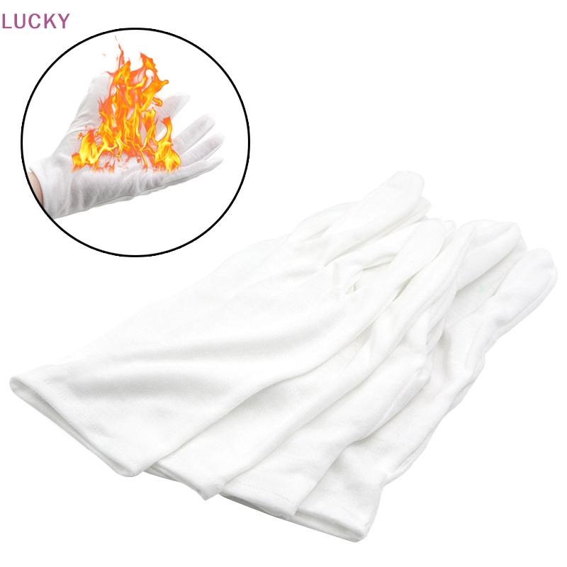 Hot 4Pcs/Set White Cotton Fire Magic Gloves With Flame Design For Magic ...