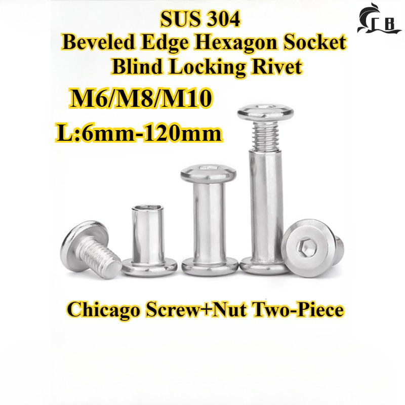 [CB-MD] SUS304, Chicago Screw+Nut Two-Piece, Beveled Edge Hexagon ...
