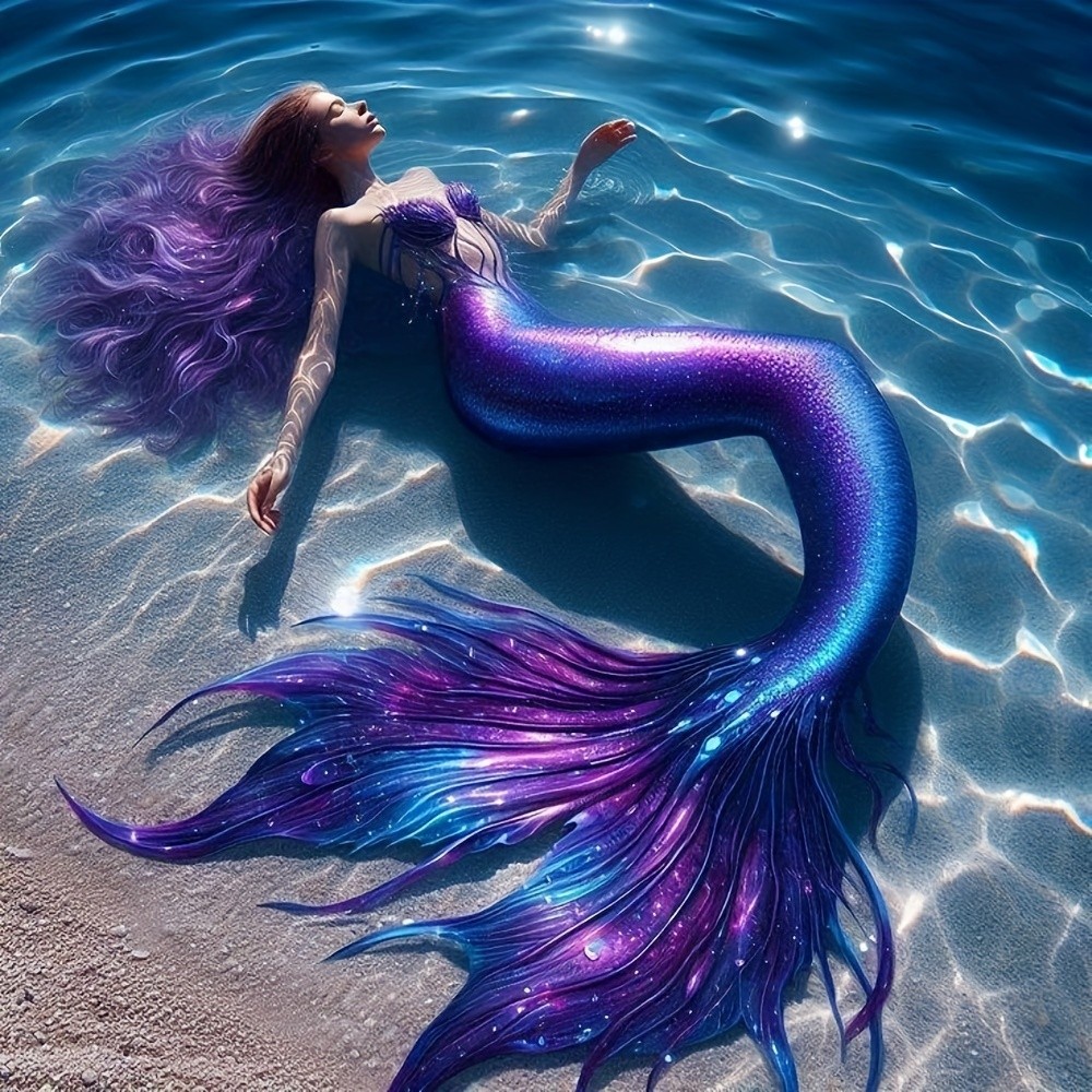 1pcs - Mermaid Diamond Painting, Bedroom Kitchen Etc Adult Full Circle ...