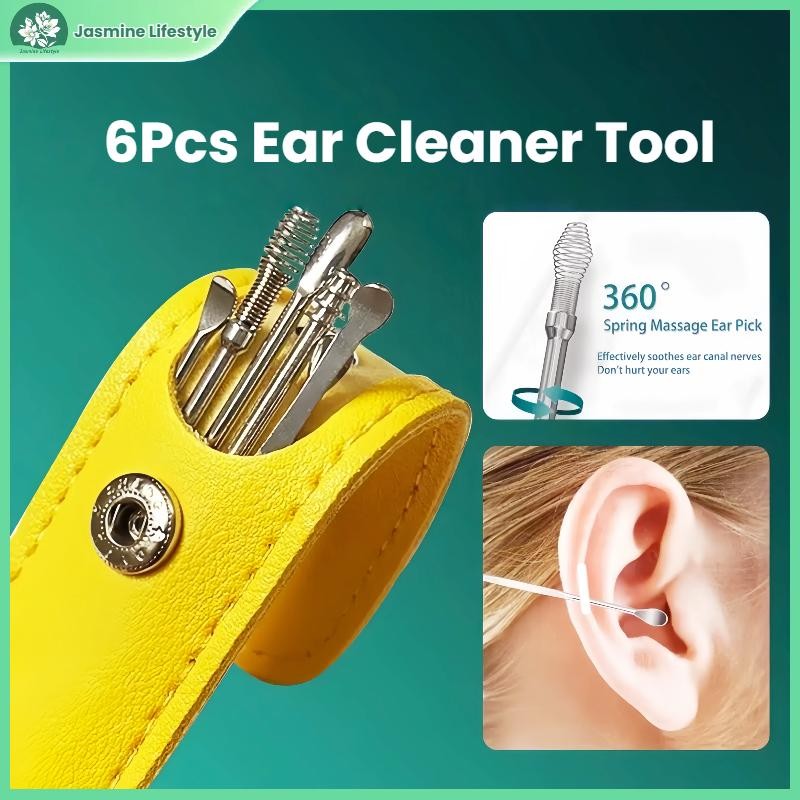 6Pcs Portable Ear Cleaner Set Earpick Ear Wax Remover Ear Curette ...