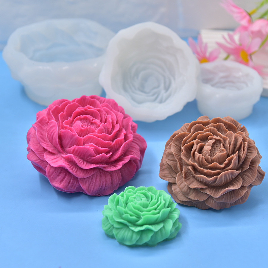 Peony Flower Silicone Mold DIY Aromatherapy Car Diffuser Plaster Resin ...