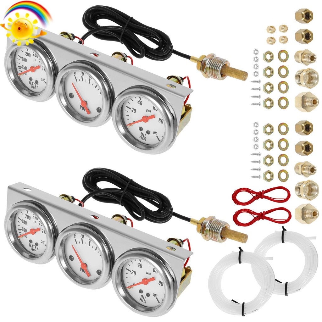 Triple Gauge Kit Oil Volt Water Gauge 3 in 1 Car Meter Auto Gauge Temp ...