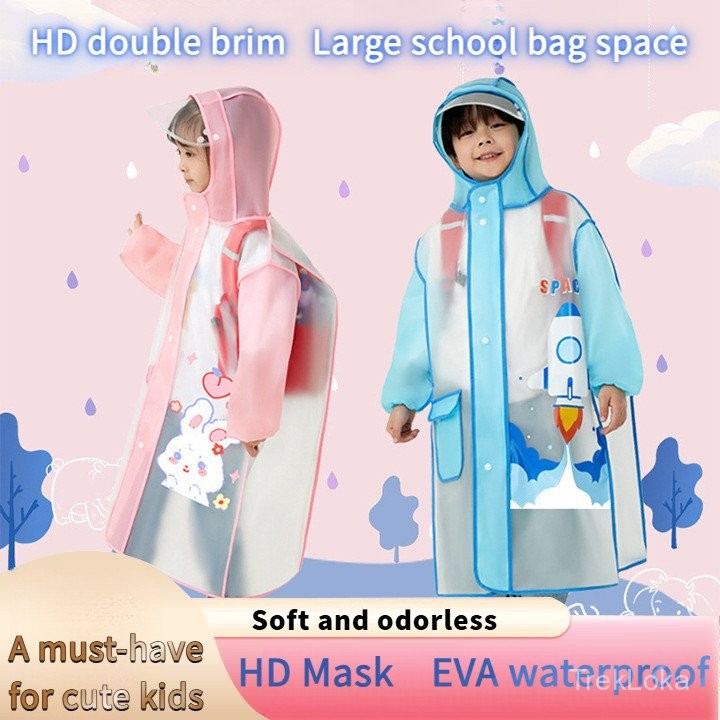 Children's Raincoat with Backpack Space Student Raincoat Single Person Elementary School Student ...