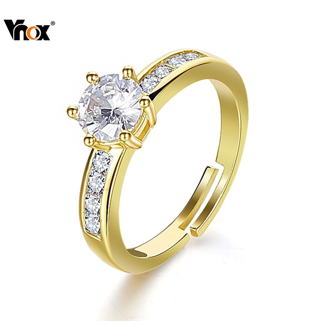 Vnox Zirconia Cubic Ring for Wedding Engagement Jewelry | Shopee ...