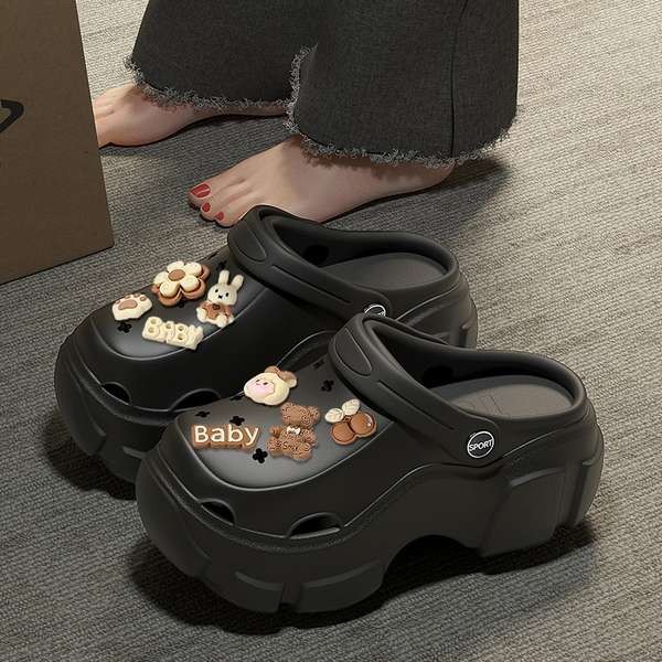 crocs crocs for kids girl Black Hole Shoes Female ins Trendy Cute ...