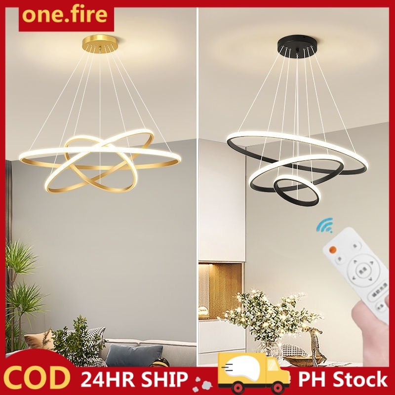 Led Tri color Lamp Living Dining Room Light Modern Chandelier Stair ...
