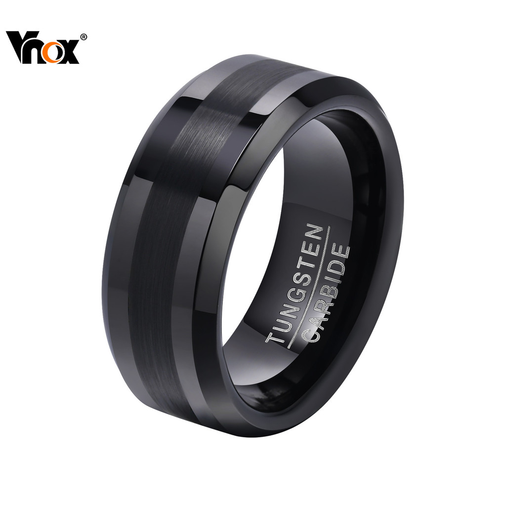 VNox Fashion Men's 8mm Tungsten Steel Wedding Ring, Scratch-resistant ...