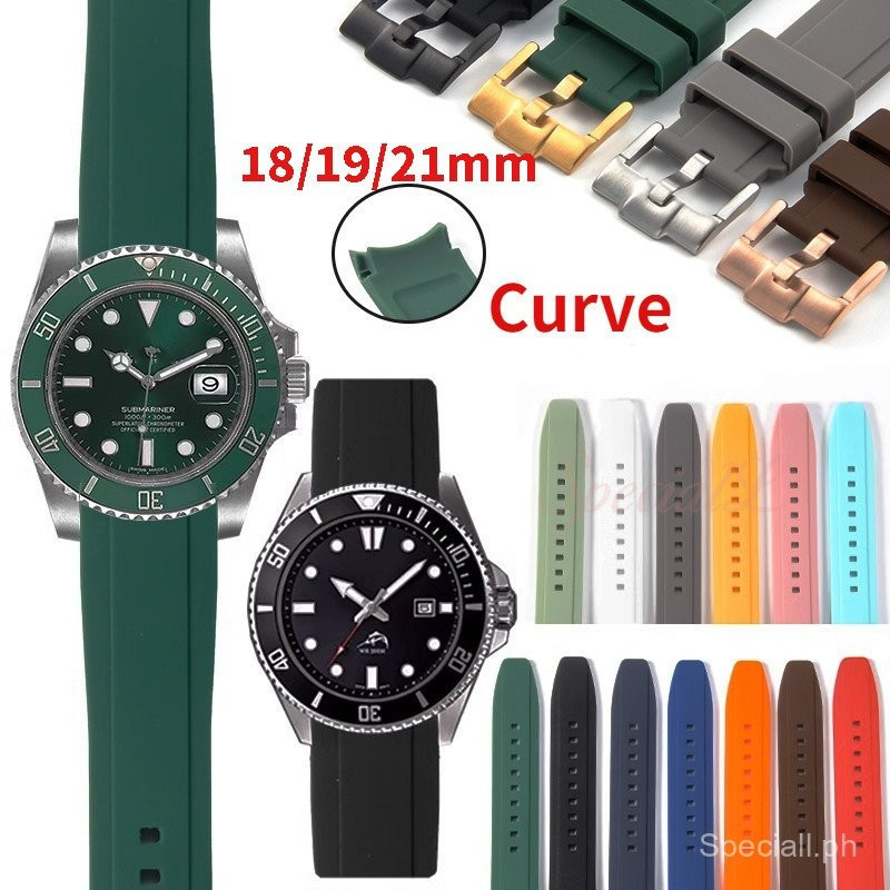 18mm 19mm 21mm Curve End Silicone Strap Soft Sport Bracelet For Seiko ...