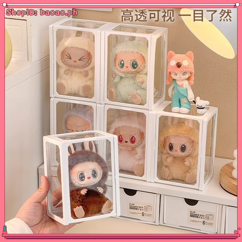 Labubu display box Glass Storage Box labubu Vinyl Doll Storage Box ...