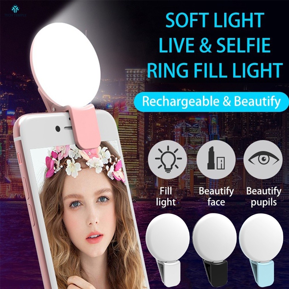 Rechargeable Cute Selfie Ring Light Fill Light LED Flash Portable Clip ...