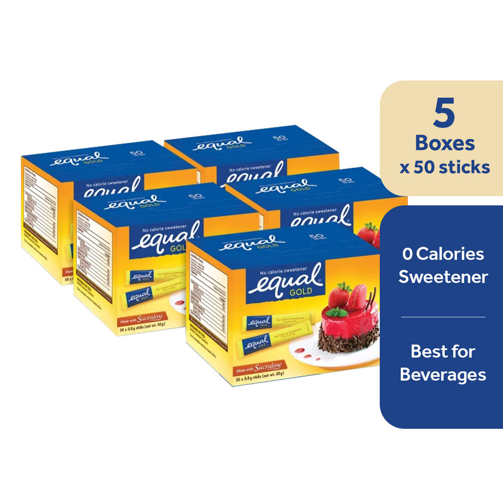 Equal Gold Zero Calorie Sweetener 50 Sticks - 5 Boxes (Keto Diet ...