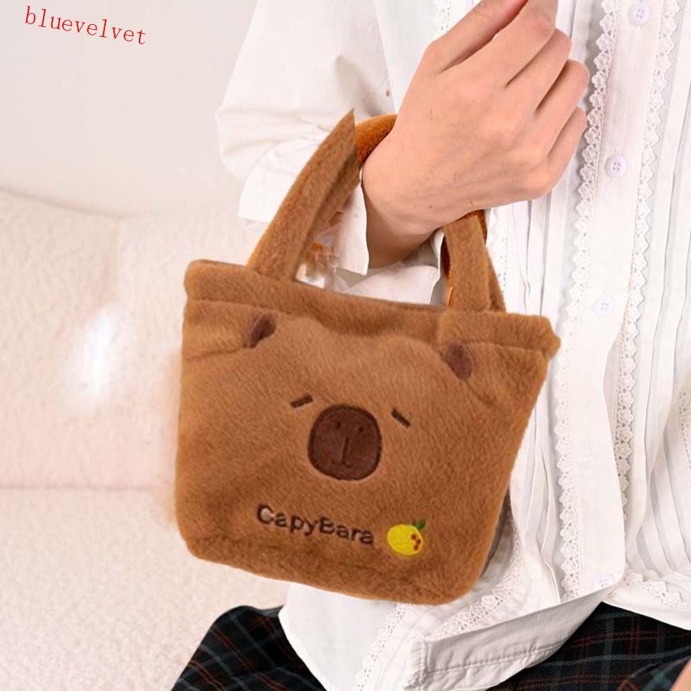BLUEVELVET Capybara Plush Handbag, Animal Cartoon Large Capacity ...