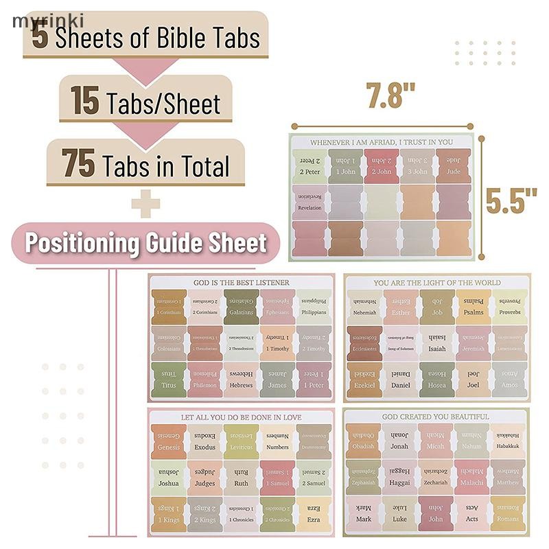 myrinki Bible Tabs,75 Tabs,Colorful,Laminated Bible Tabs For Women And ...