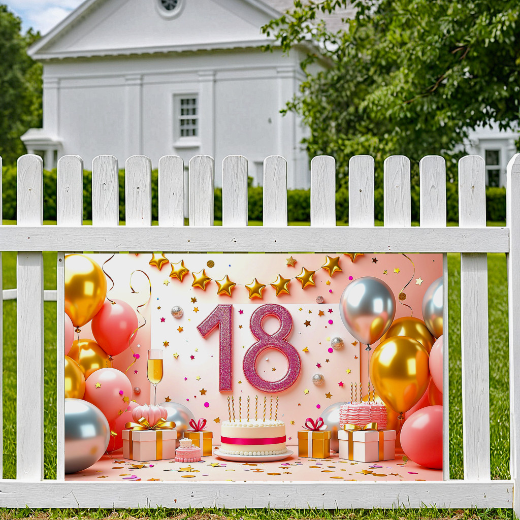 Happy 18th Birthday Gold Silver Rose Color Banner Cheers to 18 Years ...