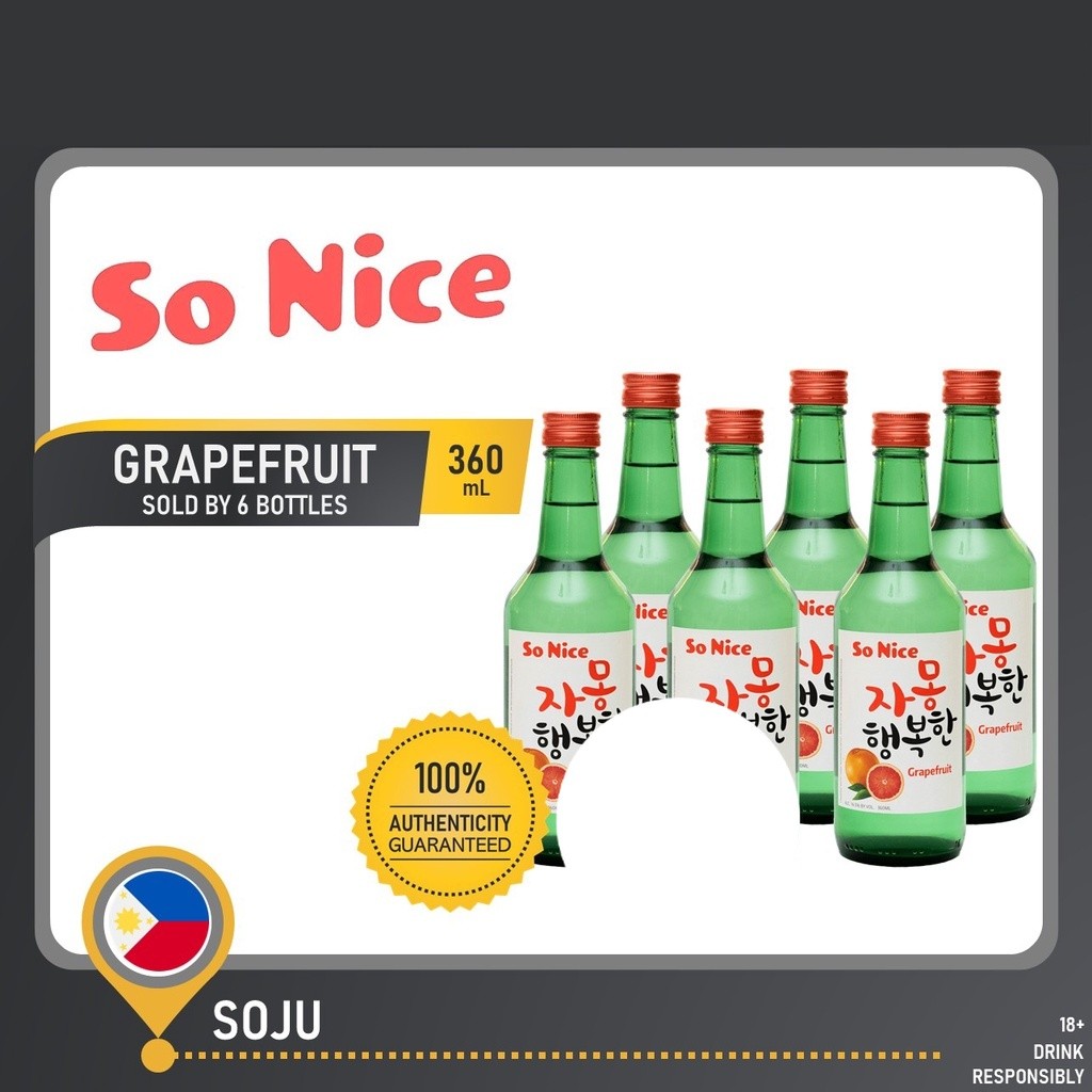 So Nice Soju Grapefruit 360ml 6 Pack | Shopee Philippines