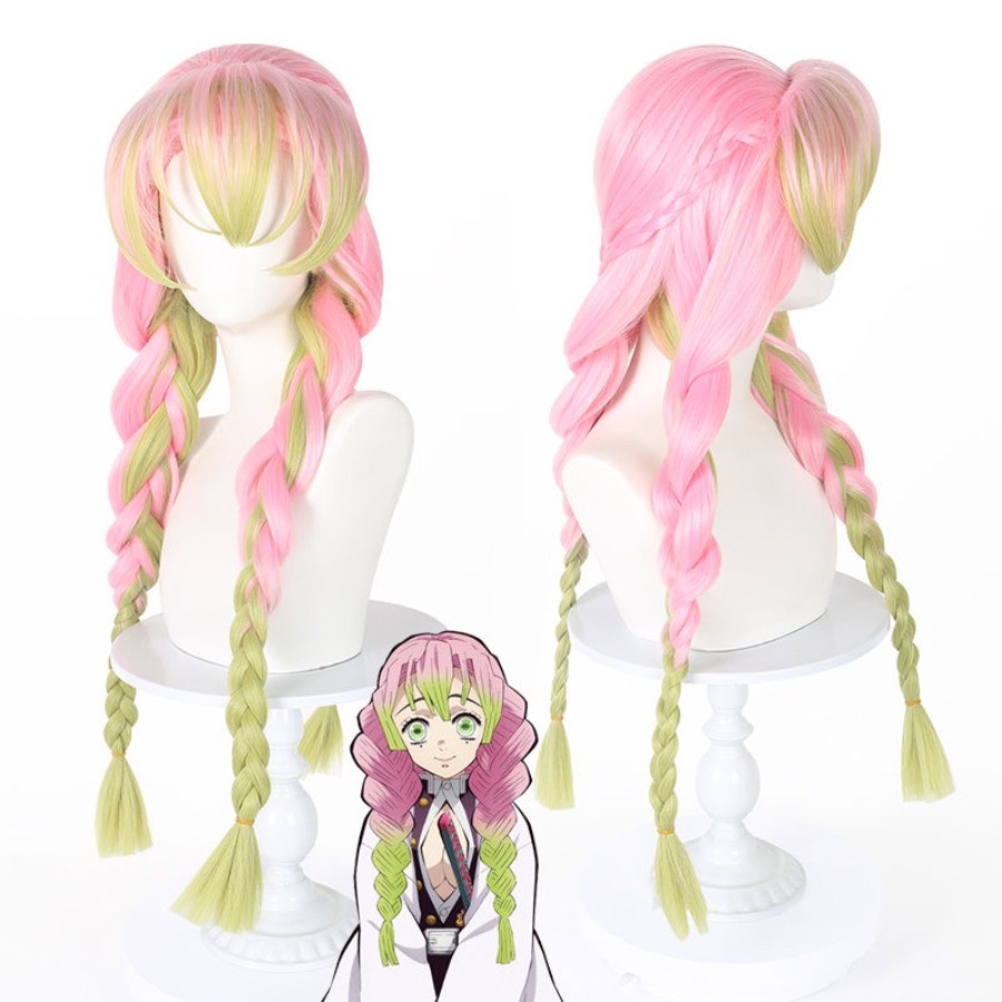Demon Slayer Kimetsu no Yaiba Kanroji Mitsuri Cosplay Wig 100cm Long ...