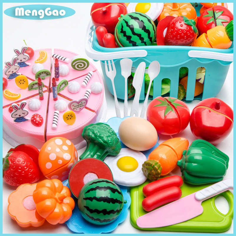 Fruit Cutting Toys with Basket Set Kitchen Toys Fruit Food Play Pretend ...